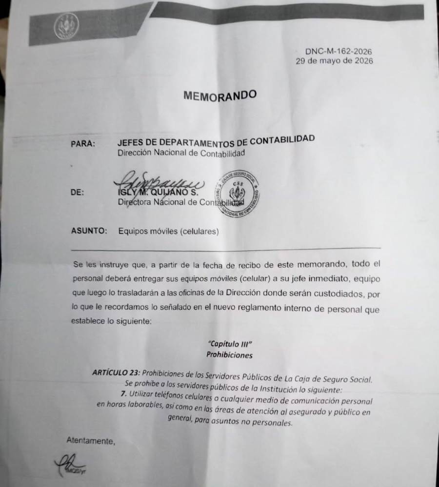¡Ojo! Funcionarios de la CSS no podrán usar celulares